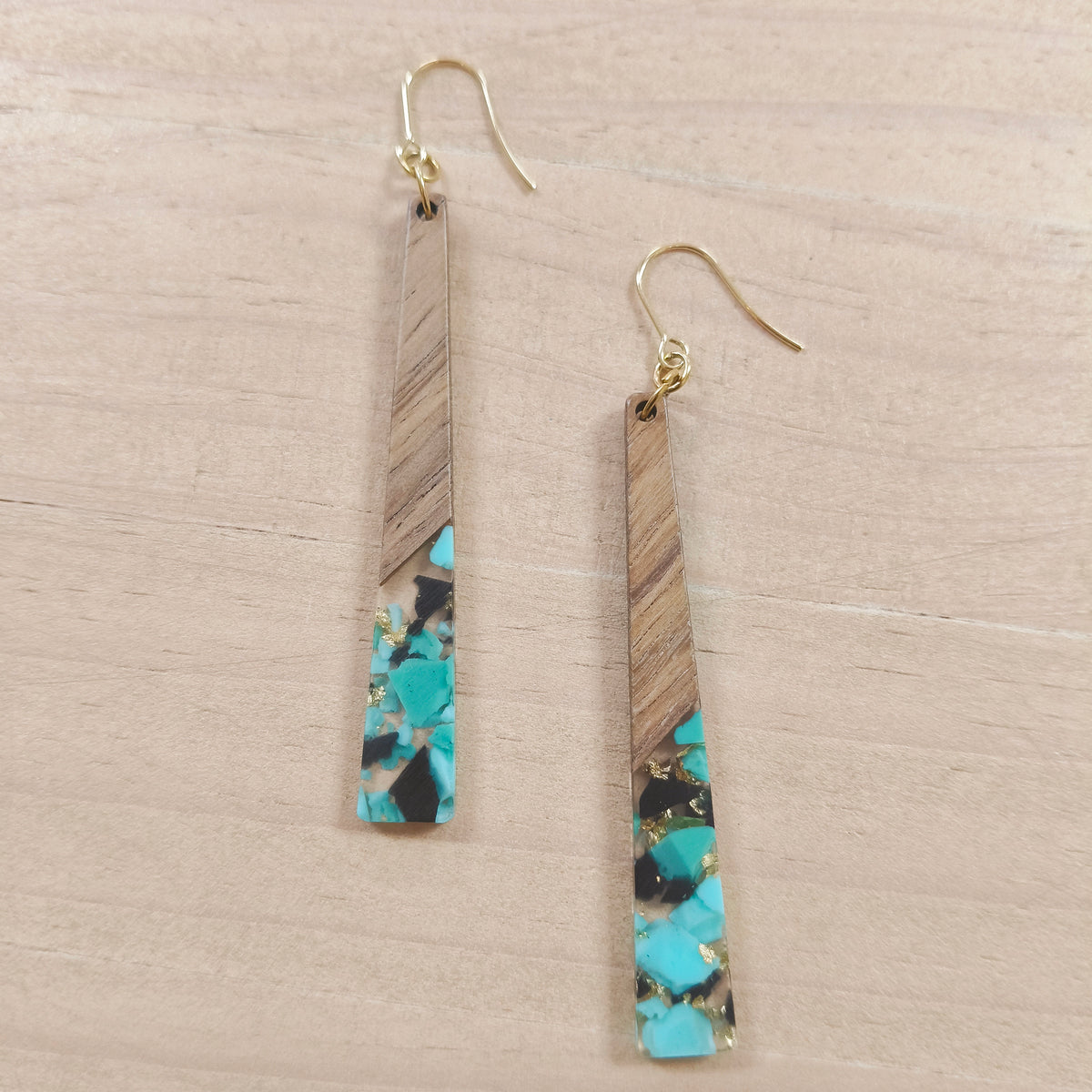 Infinity Teal Resin & Wood Dangle Earrings – Afronique